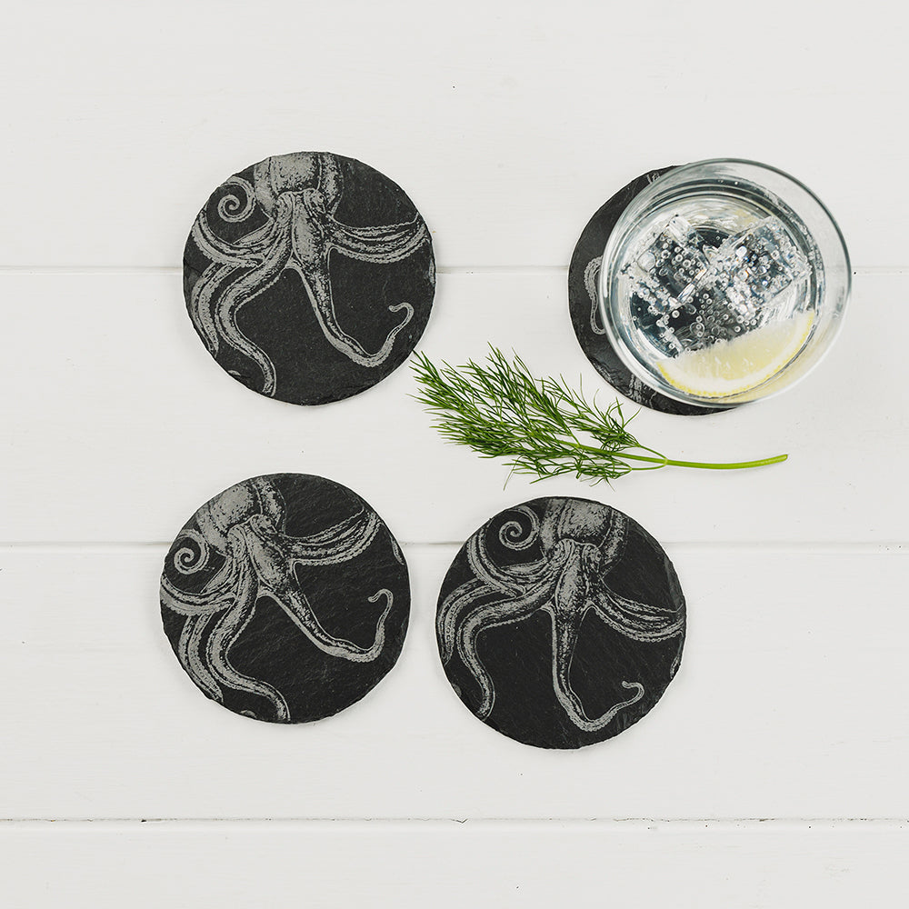 Set of 4 Octopus Slate Coasters | Selbrae House