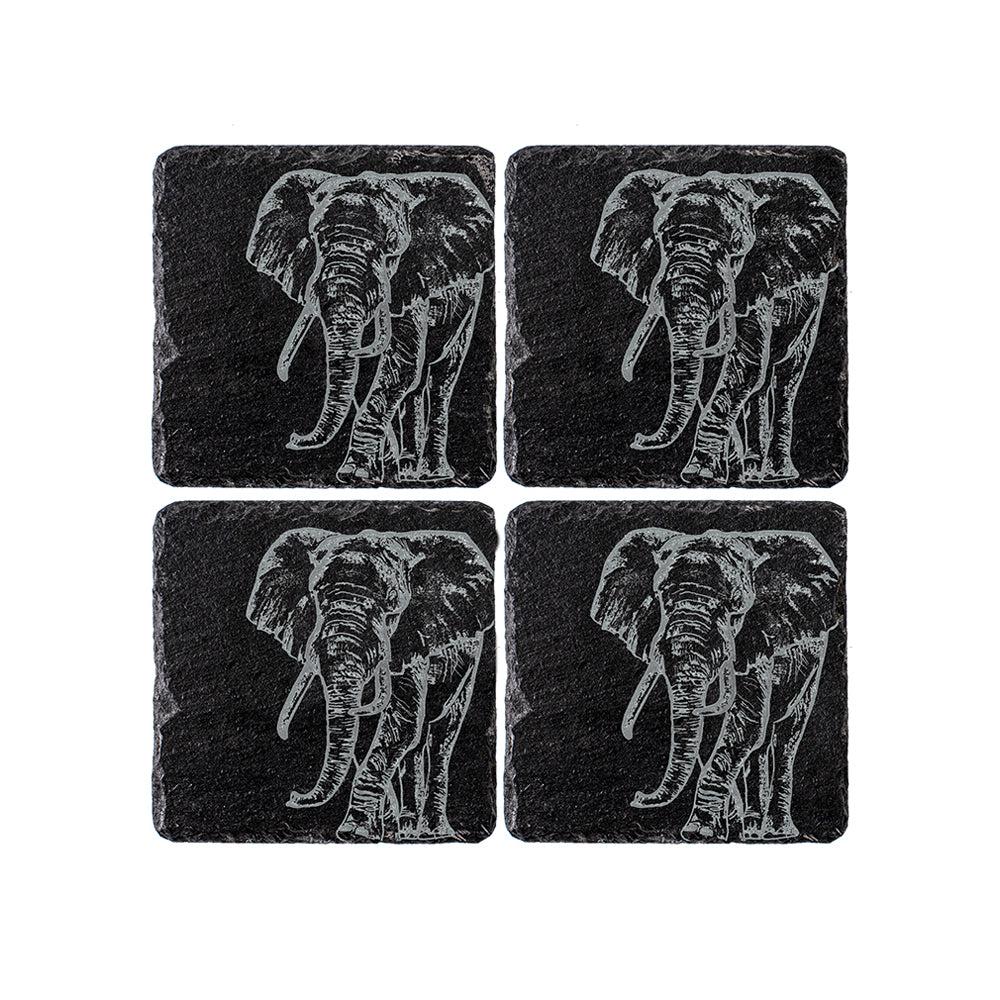 Set of 4 Elephant Slate Coasters | Selbrae House
