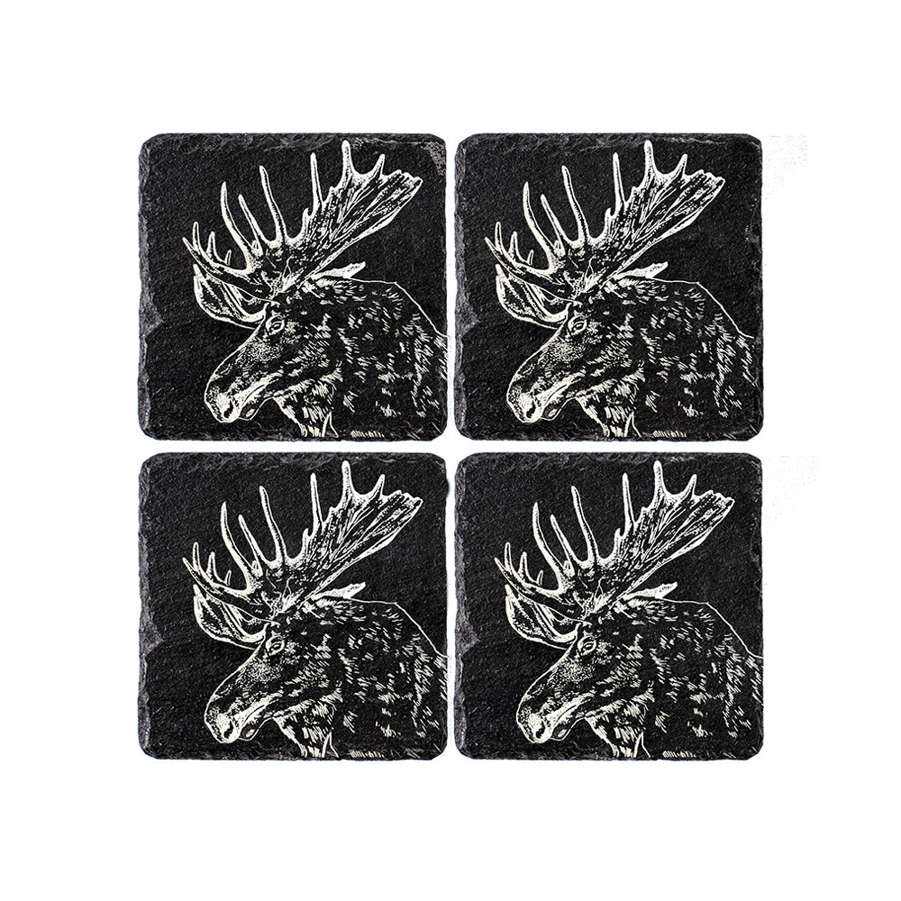 Set of 4 Moose Slate Coasters | Selbrae House