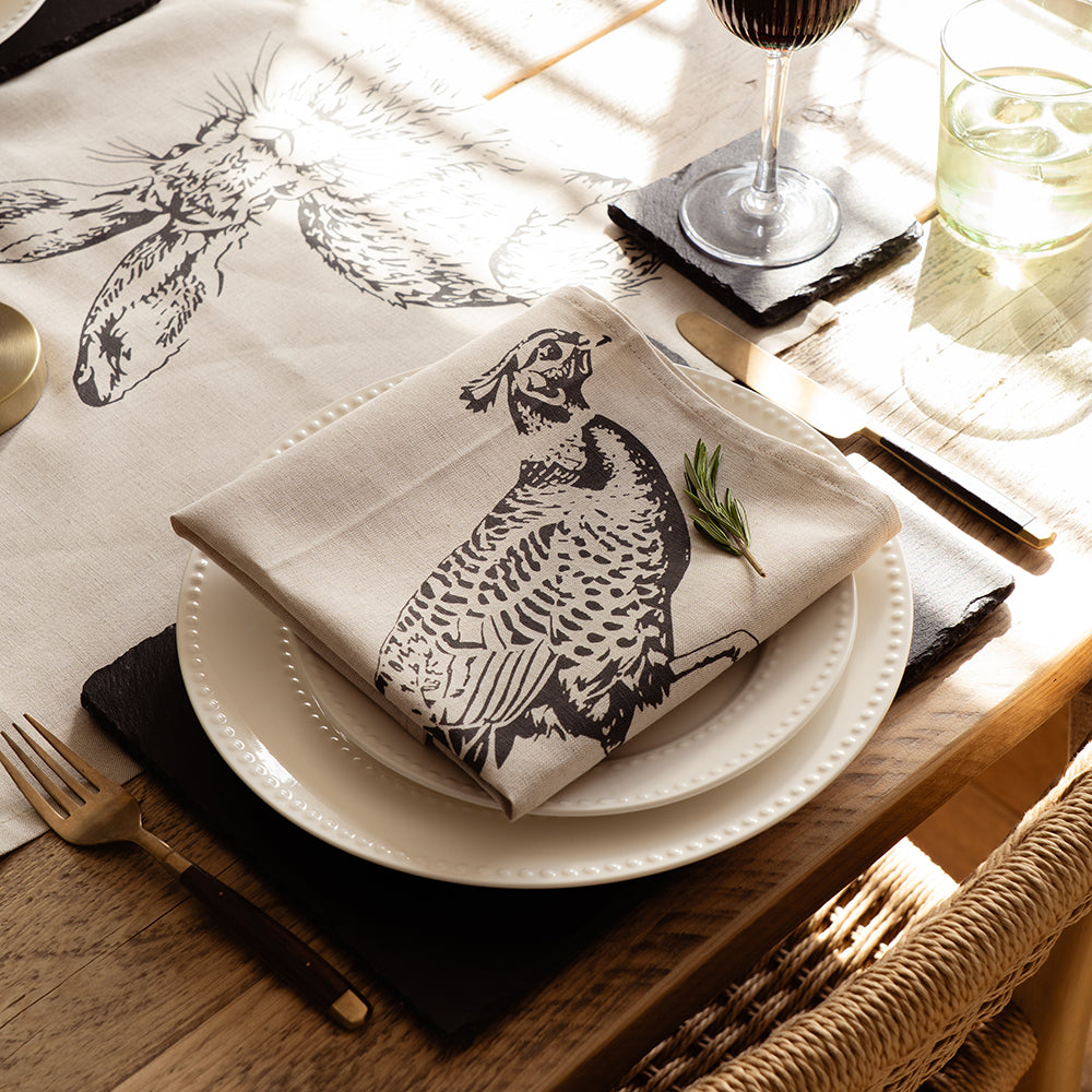 Set of 2 Pheasant Linen Napkins | Selbrae House