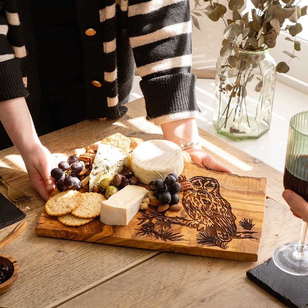 Tawny Owl Olive Wood Rustic Chopping Board | Selbrae House